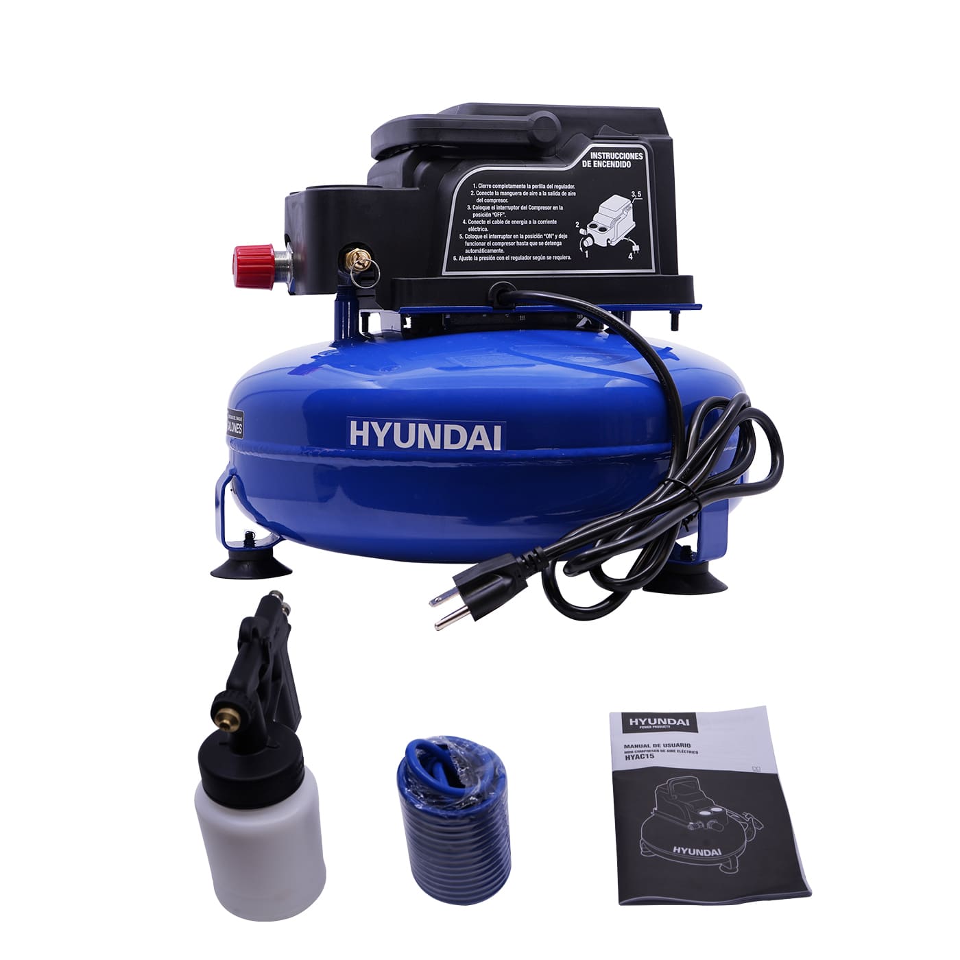 Mini Compresor De Aire Eléctrico Hyundai 12 Litros 100psi/7bar C/motor ...
